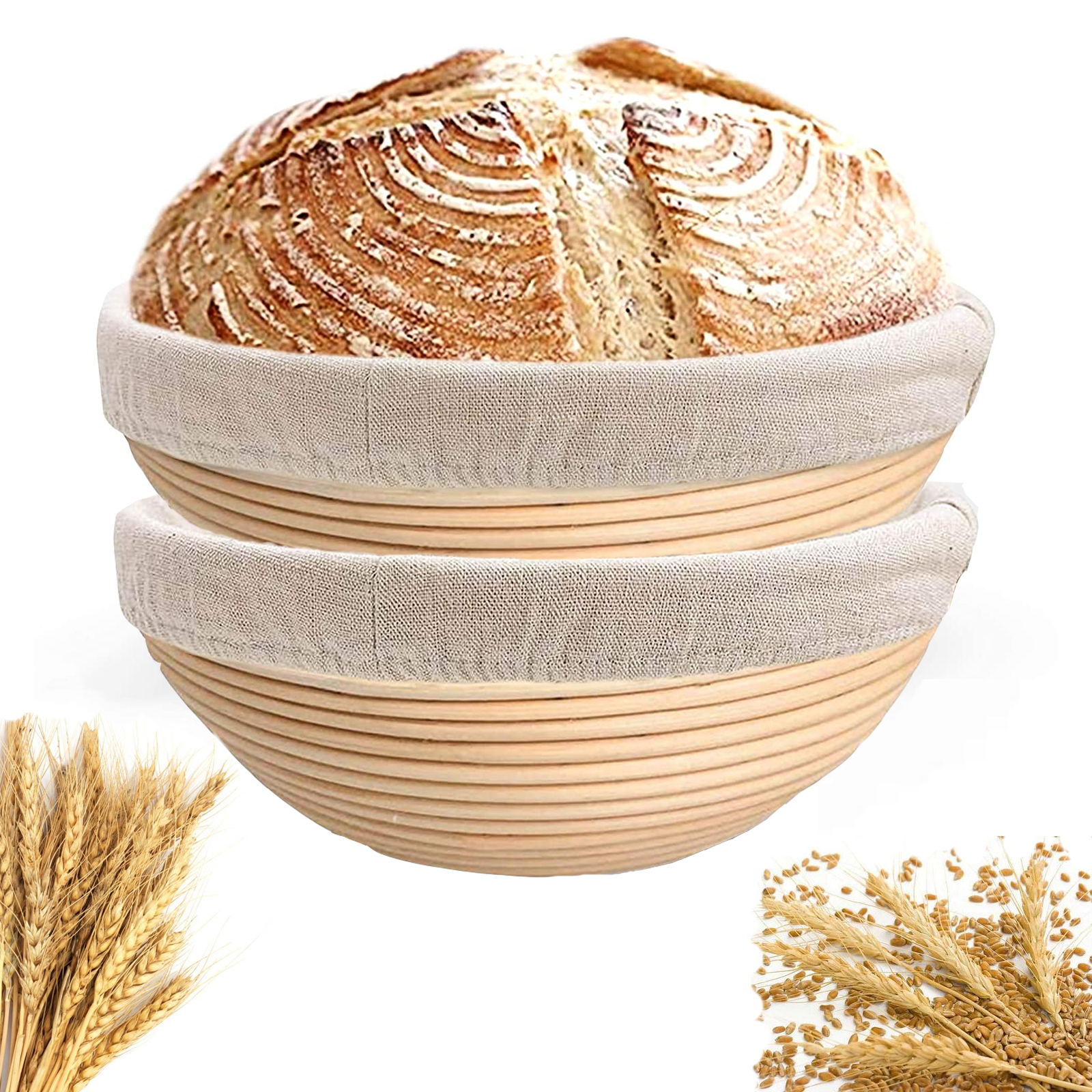 9in Round Banneton Bread Proofing Baskets 2pcs- SnailDigit